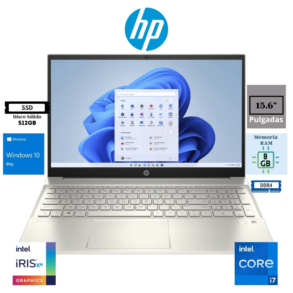 LAPTOP HP 15-FD0008LA 15.6" INTEL CORE I7-1355U 512GB SSD 8GB RAM INTEL ...